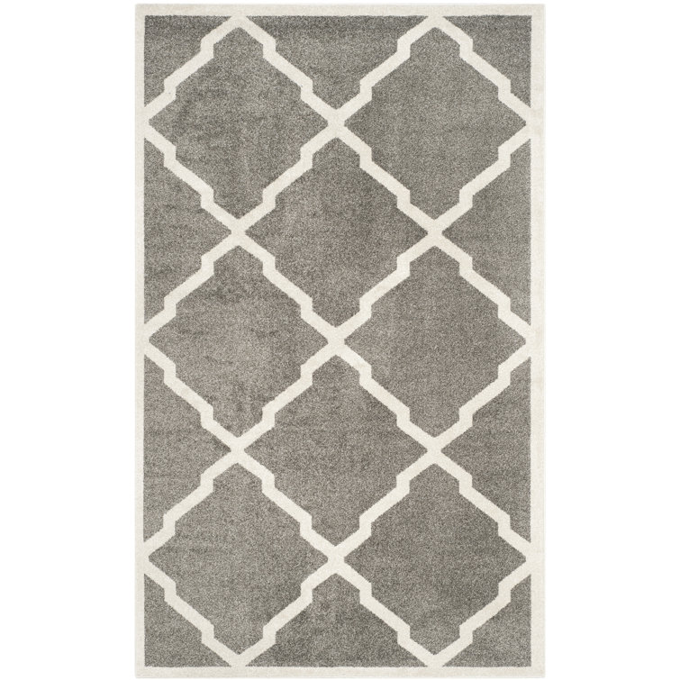 Lark Manor Ammundsen Geometric Dark Gray/Beige Indoor / Outdoor Area Rug & Reviews | Wayfair